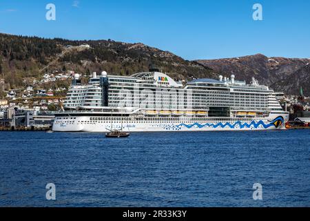 Cruise ship AIDAperla at Jekteviken terminal in port of Bergen, Norway ...