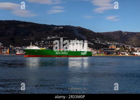 Multipurpose ro-ro vessel Misida at Puddefjorden, arriving in the port ...