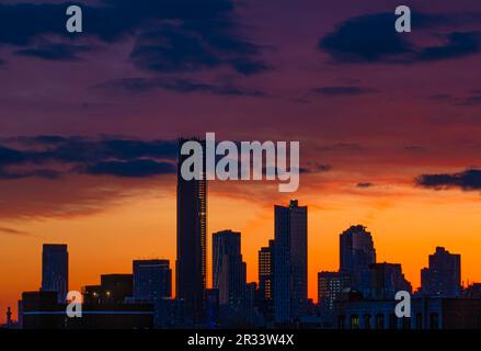 View of downtown Brooklyn from a window in Williamsburg, Brooklyn. The ...