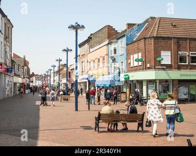 People walking along Redcar High Street, North Yorkshire, England, UK ...
