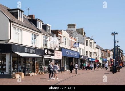 People walking along Redcar High Street, North Yorkshire, England, UK ...