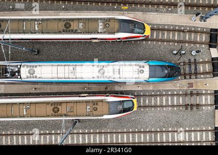 A view of express trains at a Junction Railway Station of Indian ...