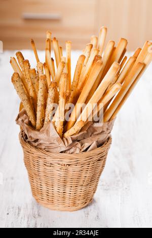 Traditional italian breadsticks grissini with rosemary, olive oil and ...
