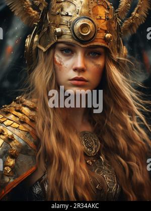 fantasy female warrior illustration Stock Photo - Alamy