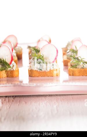 canapes with radish Stock Photo - Alamy