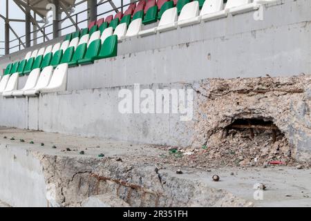 War in Ukraine. Exploded football stadium as a result of rocket attack ...