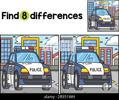 Police Car Find The Differences Stock Vector Image & Art - Alamy