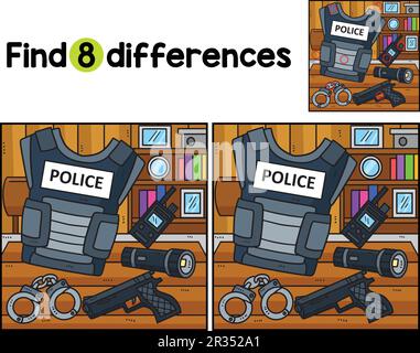 Police Officer Equipment Find The Differences Stock Vector Image & Art ...
