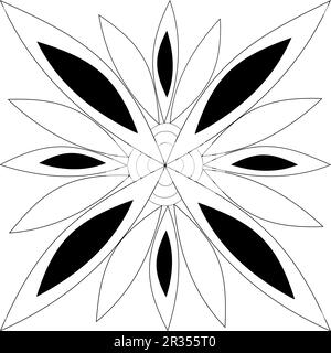 Ornamental round doodle flower isolated on white background. Black ...