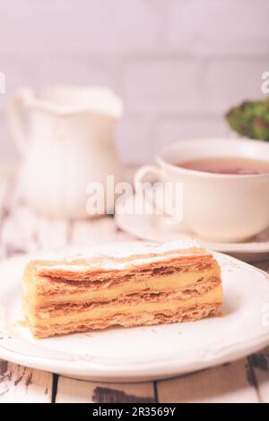 Sweet piece of Napoleon cake Stock Photo - Alamy