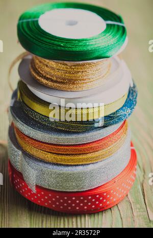 Colorful ribbon rolls Stock Photo - Alamy