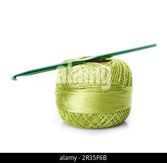 Crochet green color threads isolated on white background Stock Photo ...