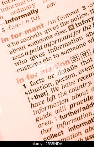 Vocabulary word information Stock Photo - Alamy