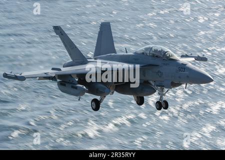 An E/A-18G Growler, attached to the "Gray Wolves" of Electronic Attack ...
