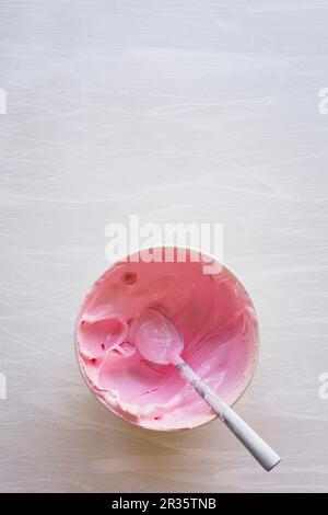Top view of pink buttercream for decorating cake, smooth buttercream ...