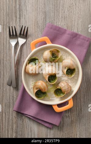 Prepared burgundy snails Stock Photo - Alamy