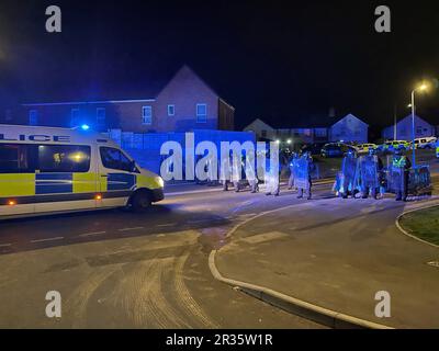 Police officers on Wilson Road in Cardiff as they face a "large scale ...