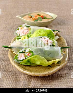 rice rolls with stuffing close-up serving , japanese cuisine Stock ...