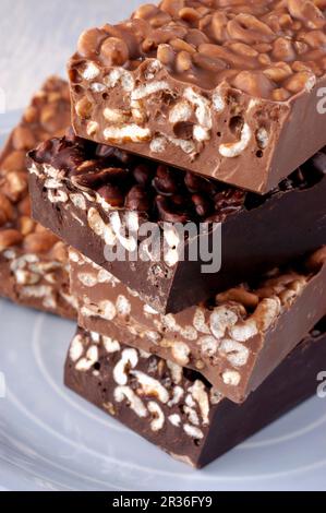 Light and dark puffed rice chocolate Stock Photo - Alamy