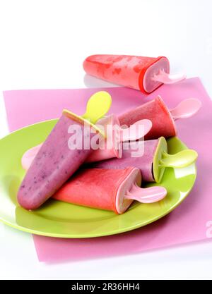Colourful fruit ice lollies Stock Photo - Alamy