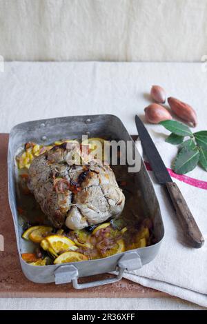Roast veal with orange Stock Photo - Alamy