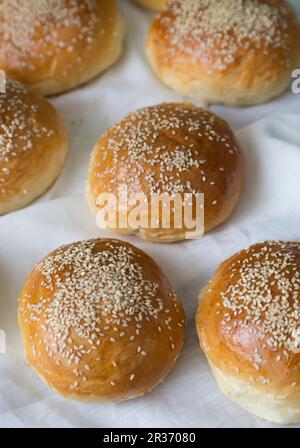 Several sesame buns Stock Photo - Alamy