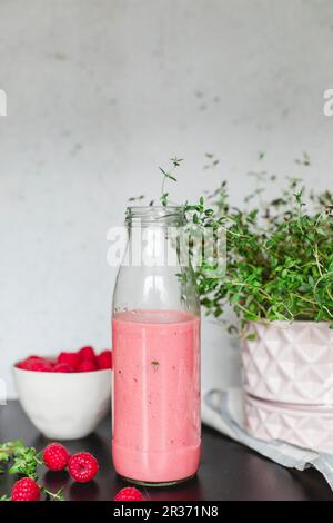 Cabbage and raspberry shake Stock Photo - Alamy
