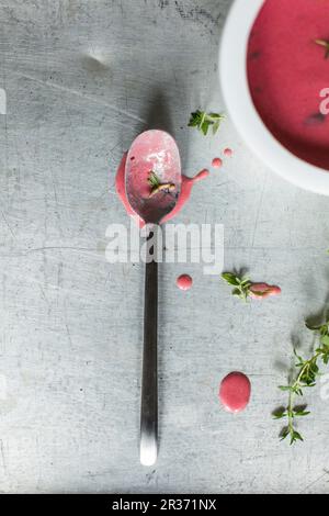 Cabbage and raspberry shake Stock Photo - Alamy