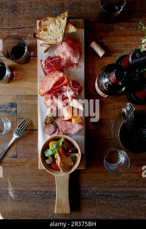 Assorted Spanish tapas with cheese and sausage Stock Photo - Alamy
