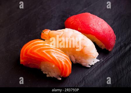 Set of tree sushi Stock Photo - Alamy