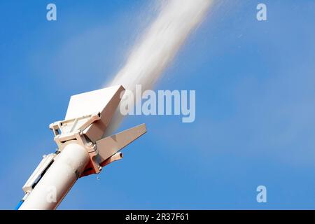 Water jet splashing with high pressure out of a fire engine Stock Photo ...