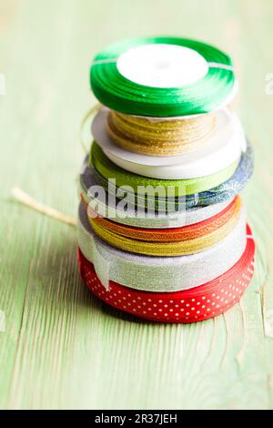 Colorful ribbon rolls Stock Photo - Alamy