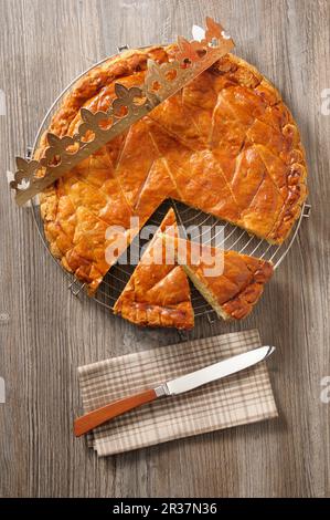 Three kings cake or galette des rois in French. Traditional epiphany ...