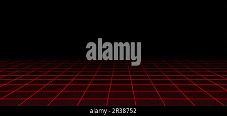 Retro futuristic red laser grid perspective on black background. Vector ...