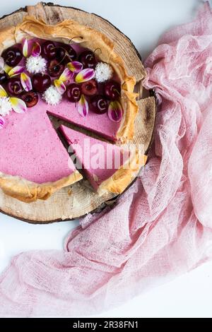 Cherry mousse tart with filo pastry Stock Photo - Alamy