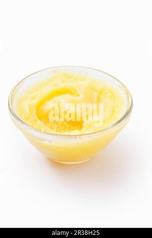Ghee butter in white bowl isolated on white, Keto diet. Top view of ...