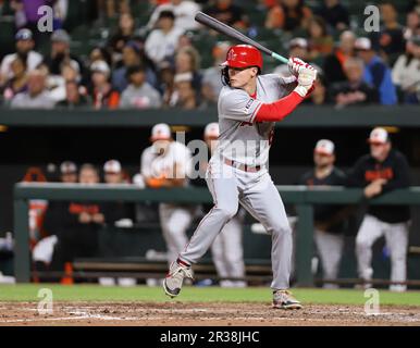 Los Angeles Angels' Mickey Moniak, right, is caught stealing by ...