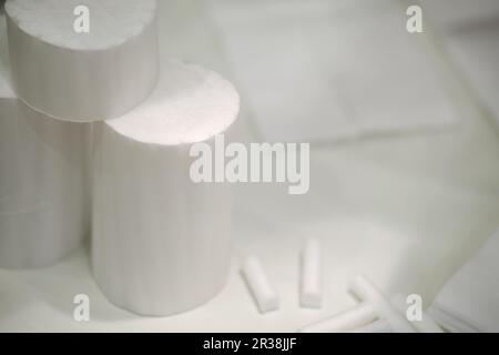 Medical bandages, cotton wool and tampons for wound dressing Stock ...