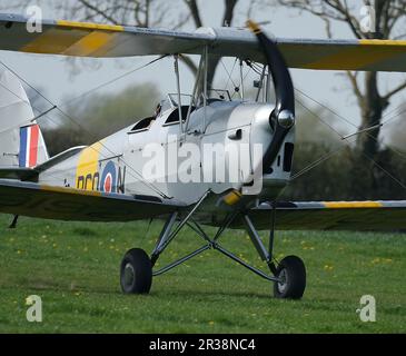 Tigermoth vintage Uk biplane pilot training aircraft in action Stock ...
