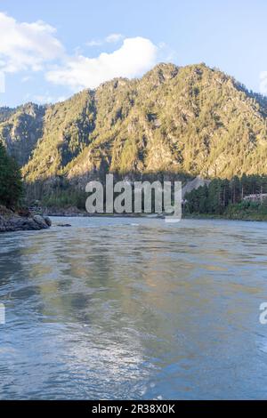 A fast-flowing wide and full-flowing mountain river Stock Photo - Alamy