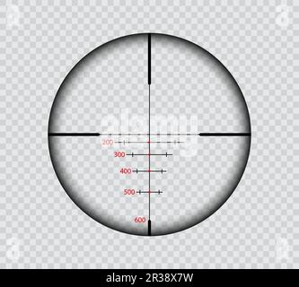 Realistic sniper or hunting rifle sight with reticle and transparent ...