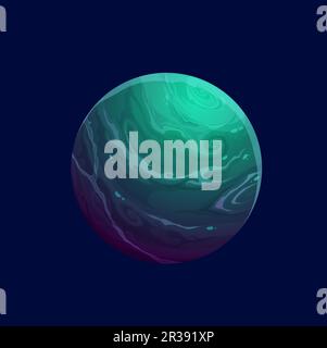 Green alien planet surface with craters and toxic smoke. Cartoon vector ...