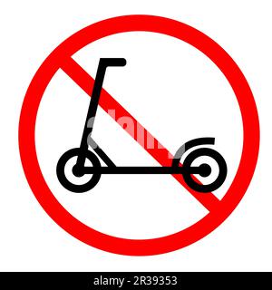 Electric scooter prohibited sign. No E-scooter allowed icon. Traffic ...