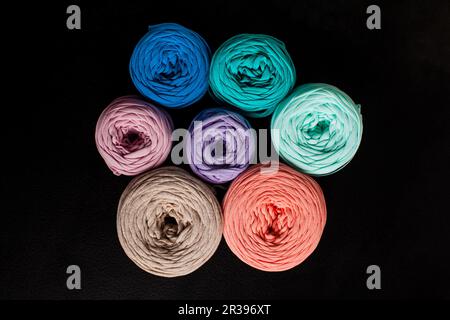 Top view heap of textile yarn balls Stock Photo - Alamy