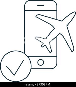 Online check-in icon. Monochrome simple sign from airport elements ...