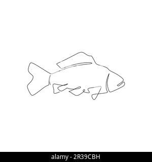 continuous line drawing of a fish. Vector illustration isolated on ...