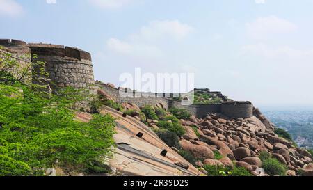 Walls of Bellary Fort and city view, Bellary, Karnataka, India Stock ...