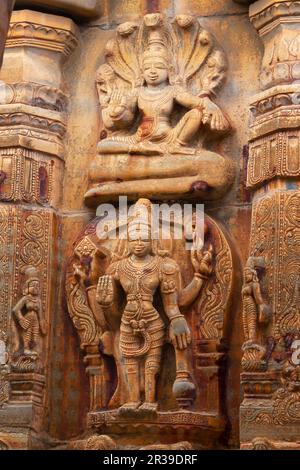 Sculptures and carvings at the Chennakesava Temple in Belur Stock Photo ...