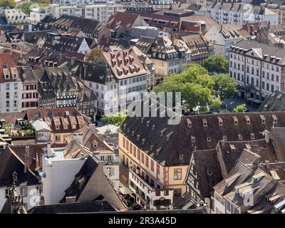An aerial view of Strasbourg, France reveals its stunning skyline and ...