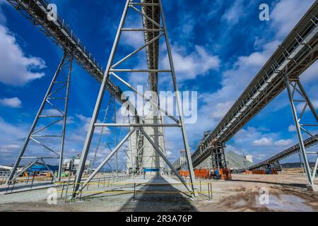 Platinum Mining and Processing of ore, Conveyor belt transporting ore ...